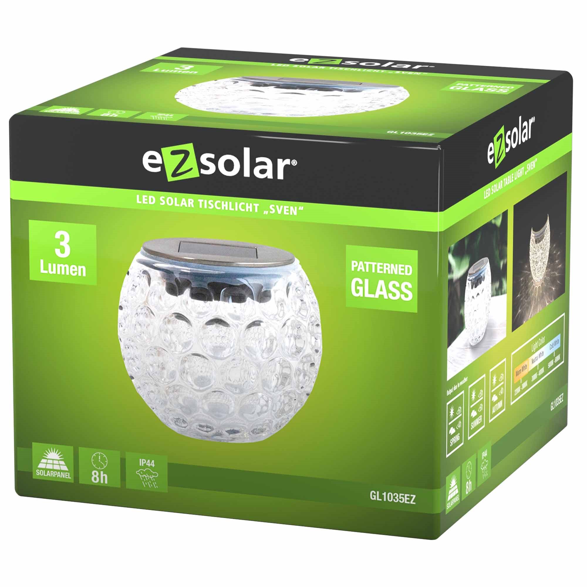 eZsolar solcelle glaskugle med klar glas